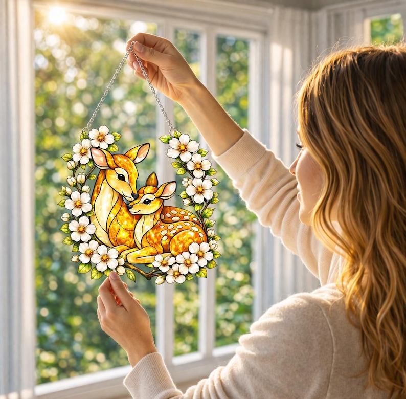 Personalized Squirrel Hologram Acrylic Suncatcher, Faux Stained Glass ...