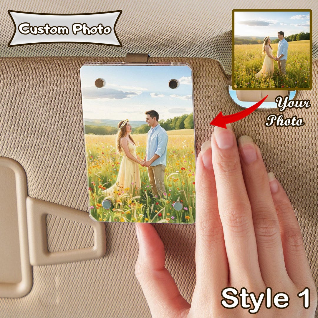 Custom Photo Car Visor Clip Watercolor Style Personalized Car Decor ...