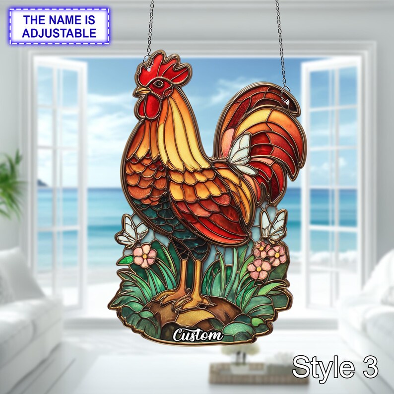 Garden Rooster Acrylic Sun Catcher – Farmhouse Acrylic Window Hanging ...