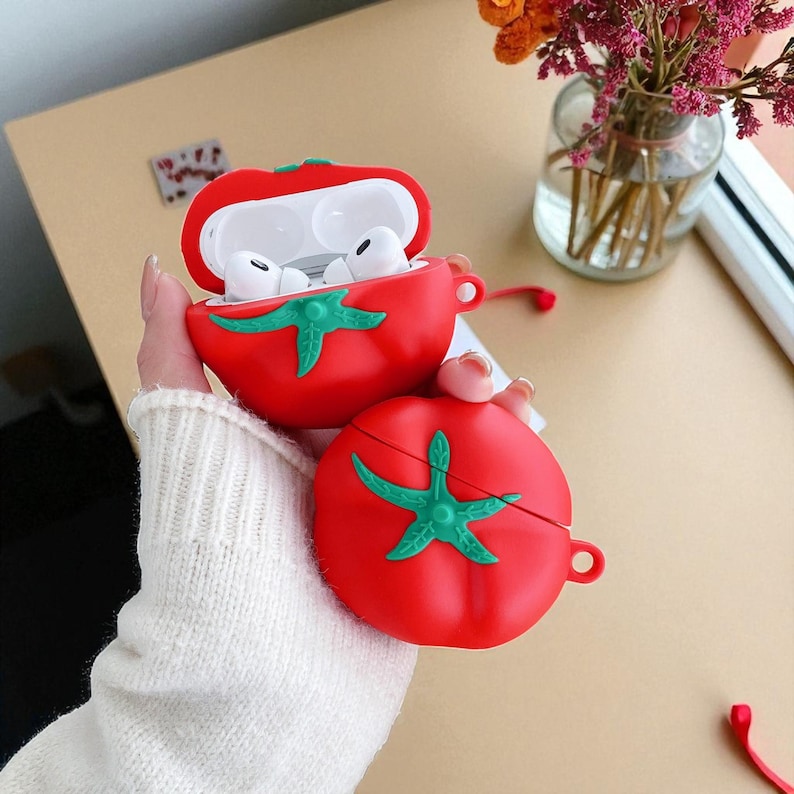 Airpods Case Silicone Tomato Design – Protective Earbud Cover With Fun ...