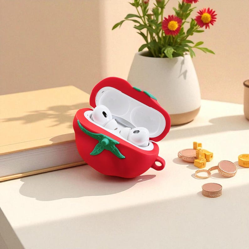 Airpods Case Silicone Tomato Design – Protective Earbud Cover With Fun ...