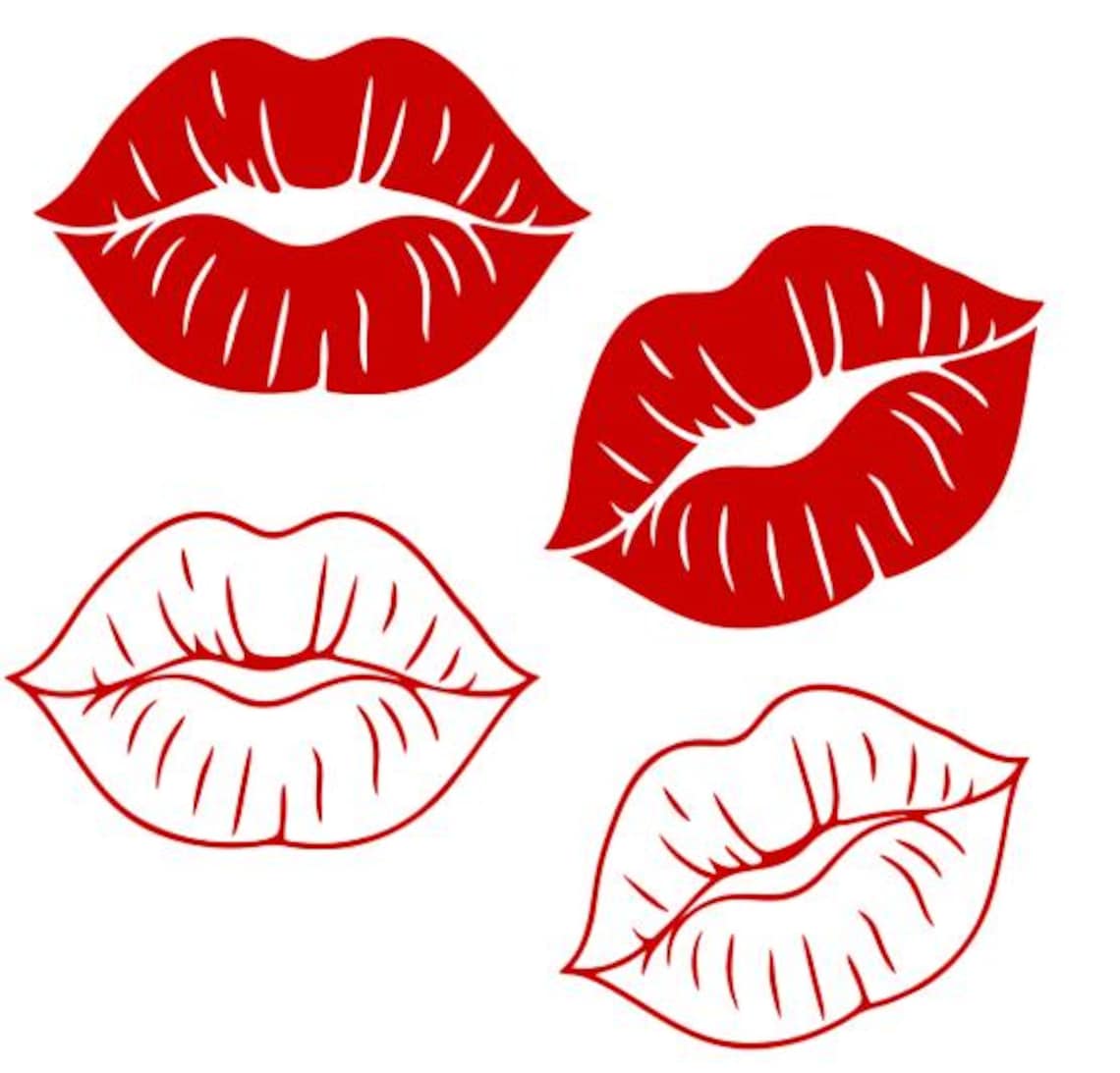 Kiss Lips Clipart: Valentine's, Wedding Design (PNG) - Etsy