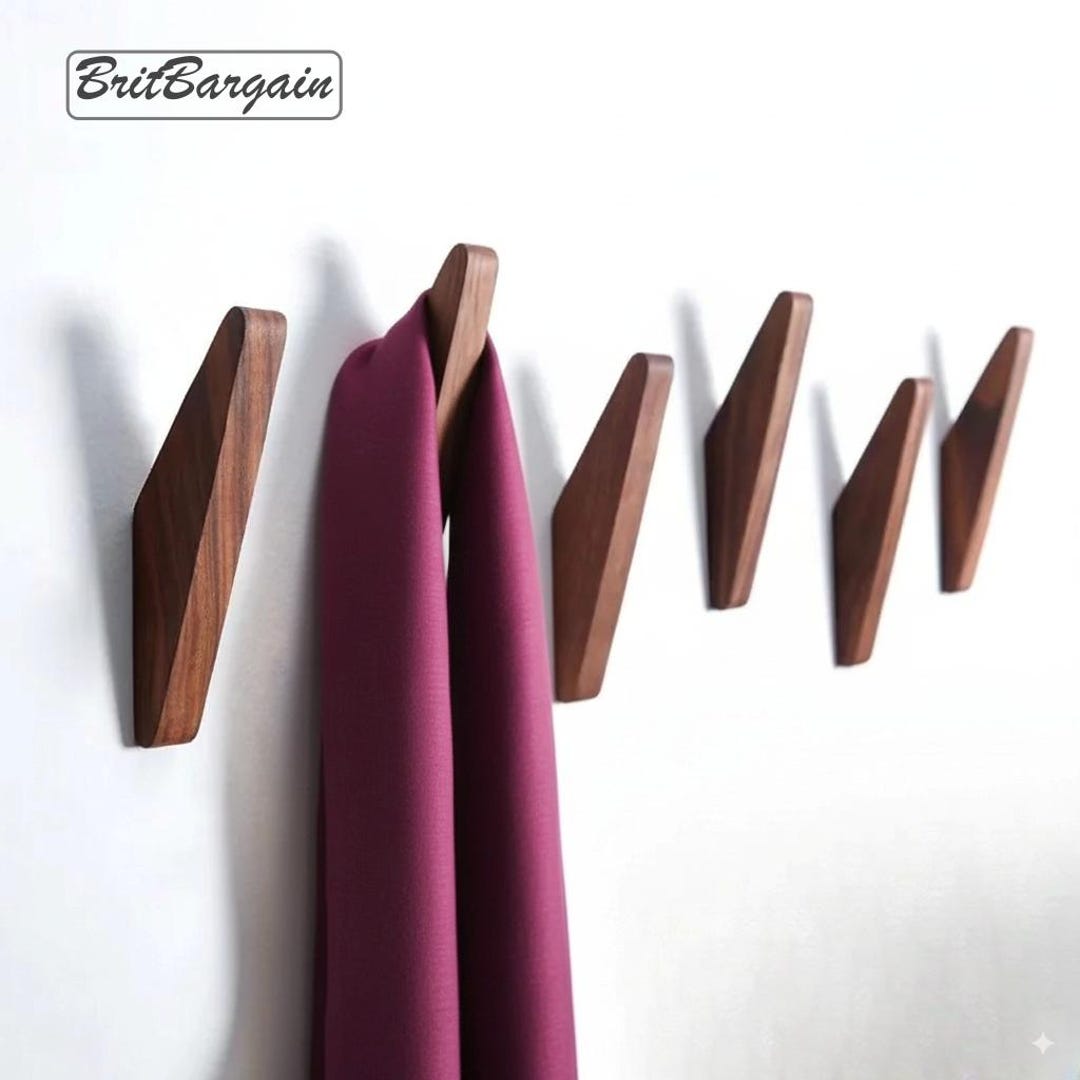 Modern Walnut Oak Wall Hooks Wall Mounted Pegs Wooden Coat Hooks Wall ...