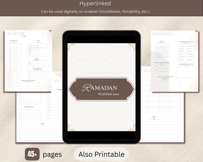 Agenda du Ramadan 2026 Pdf numérique avec lien hypertexte GoodNotes et ...