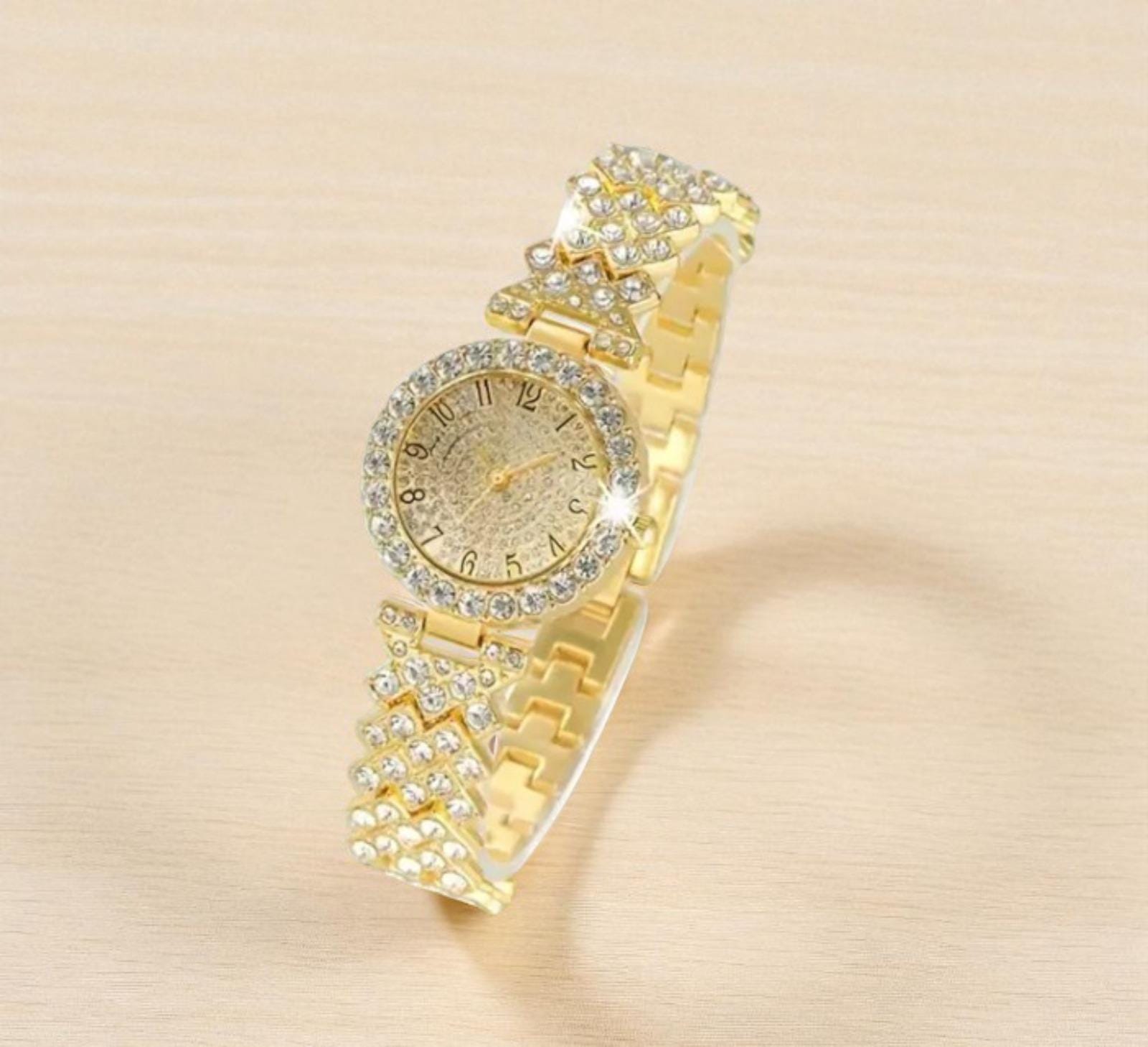 Dazzling Duo Rhinestone Watch and Bracelet Set Luxury Minimalist ...