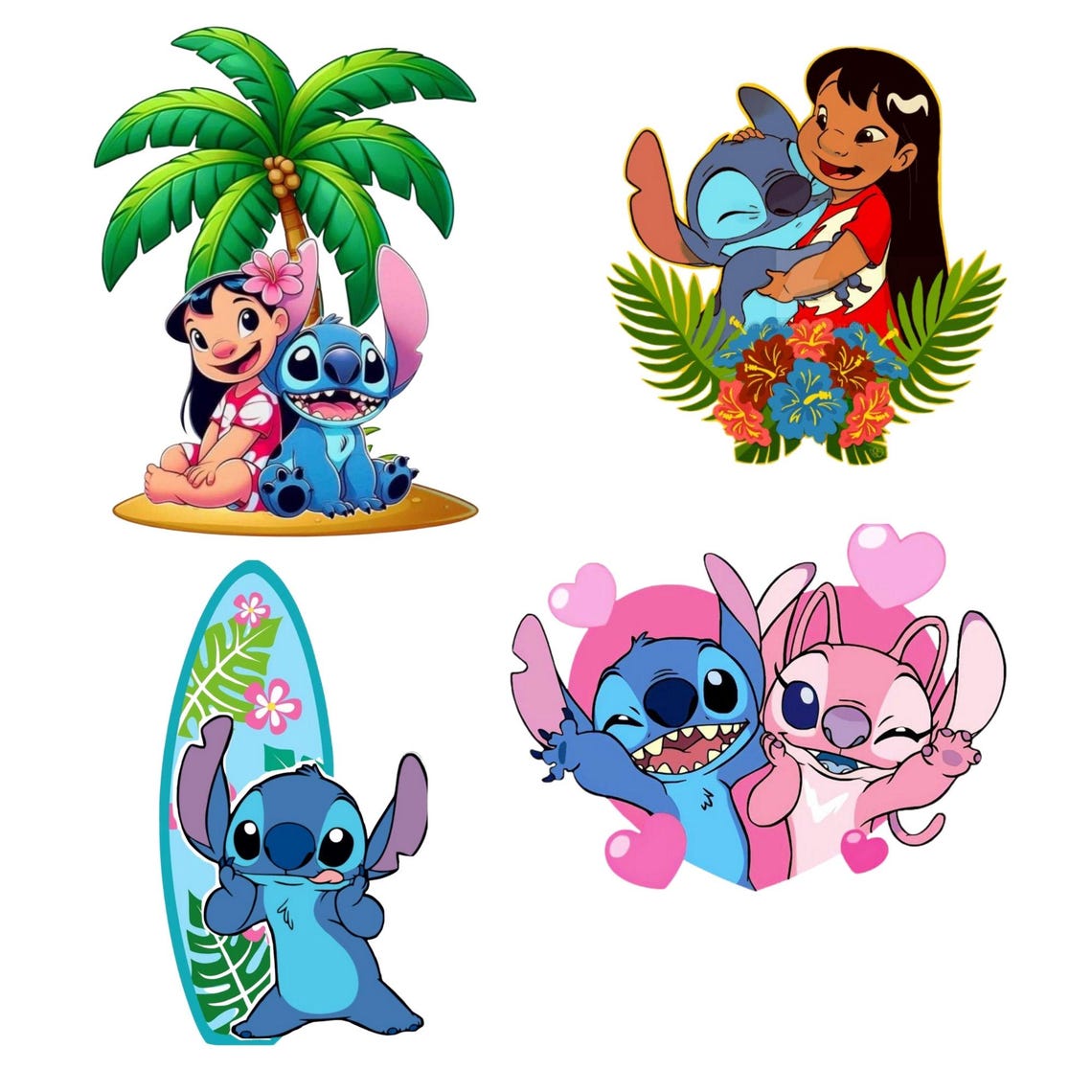 Lilo and Stitch Watercolor Clipart, Stitch Angel Cute PNG SVG Bundle ...