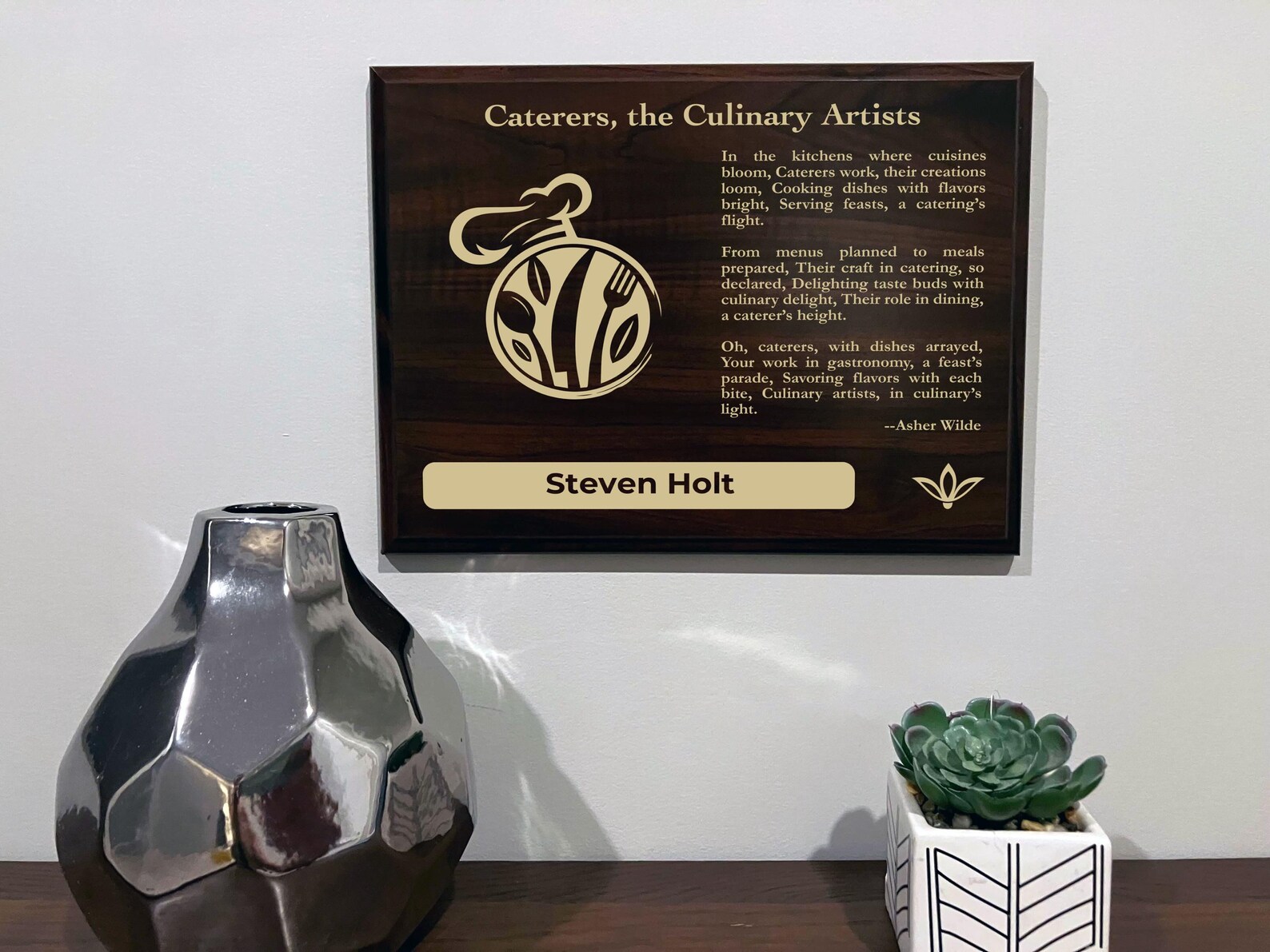 Caterer Gift Plaque | Personalized Poem for Culinary Artistry | Event ...
