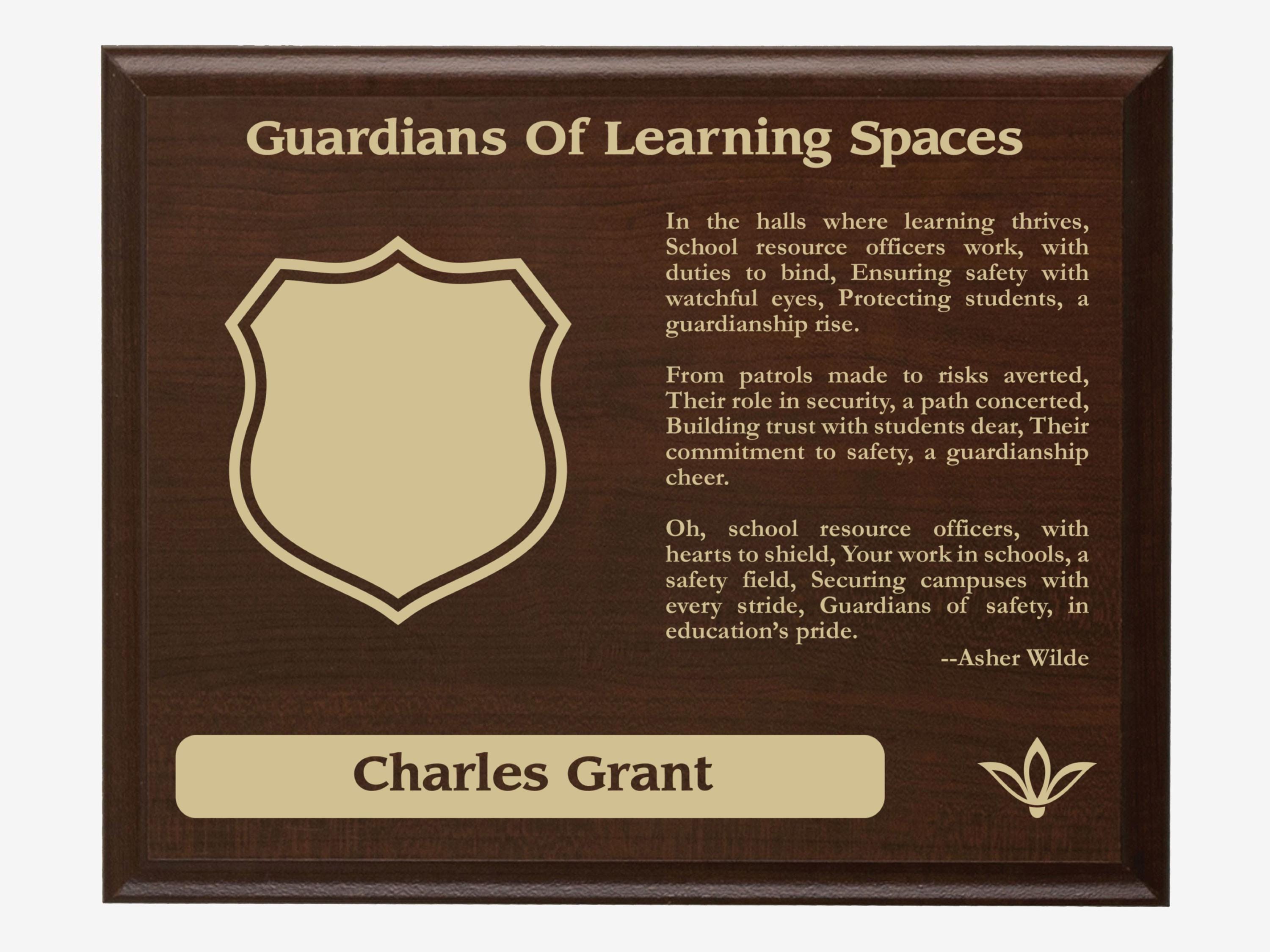 School Resource Officer Gift Plaque | Personalized Poem for Student ...