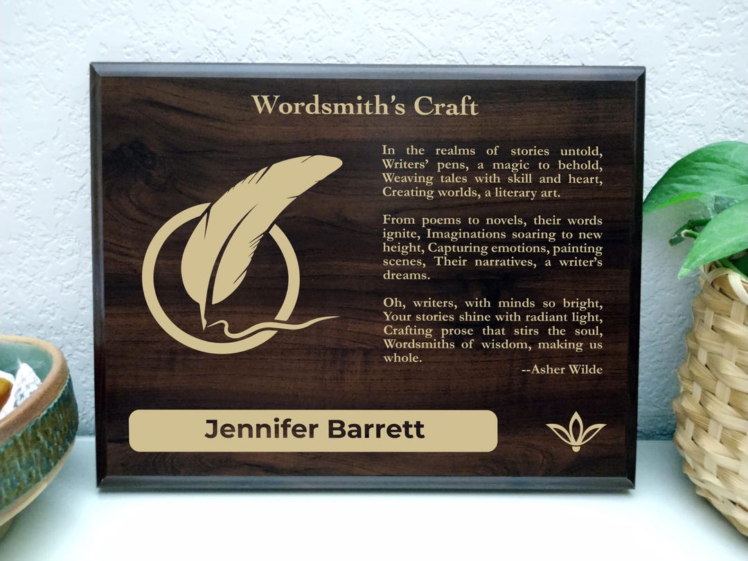 Writers Gift Plaque | Personalized Poem for Creative Expressions ...