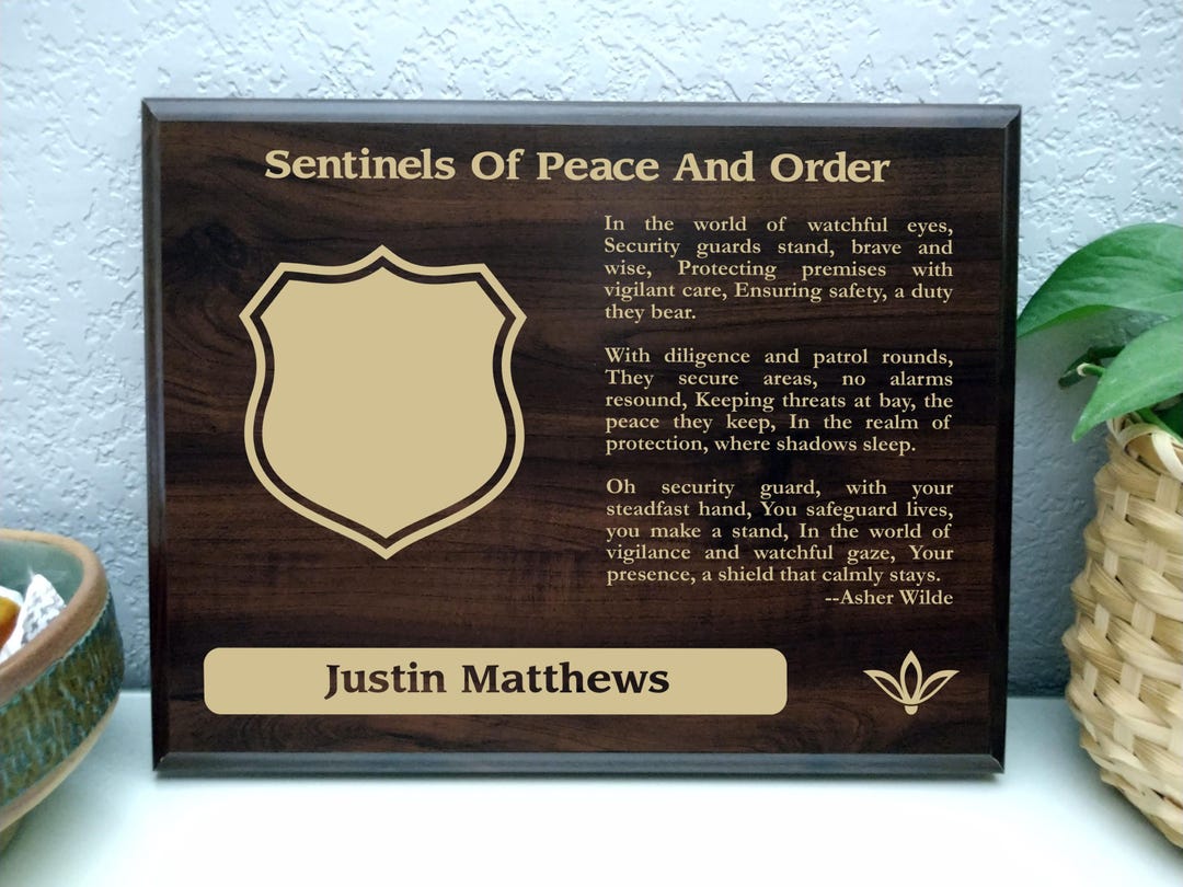 Security Guard Gift Plaque | Personalized Poem for Protection Services ...