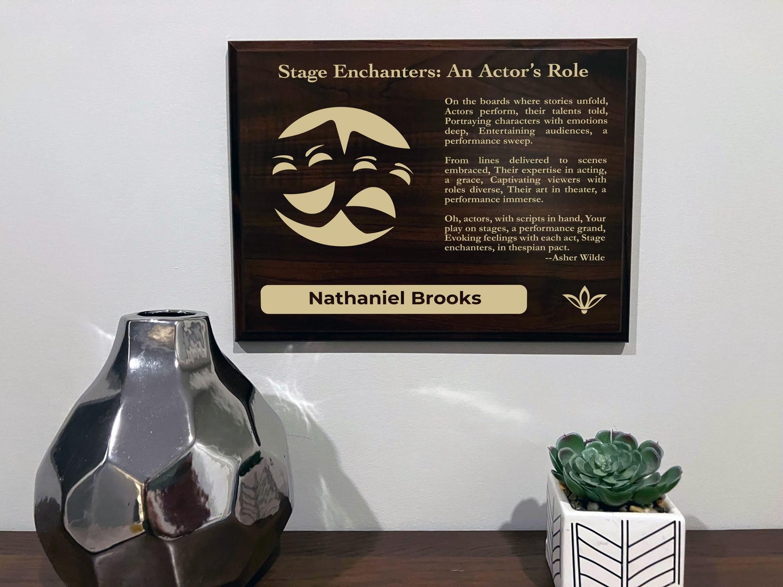 Actors Gift Plaque | Personalized Poem for Dramatic Theater ...