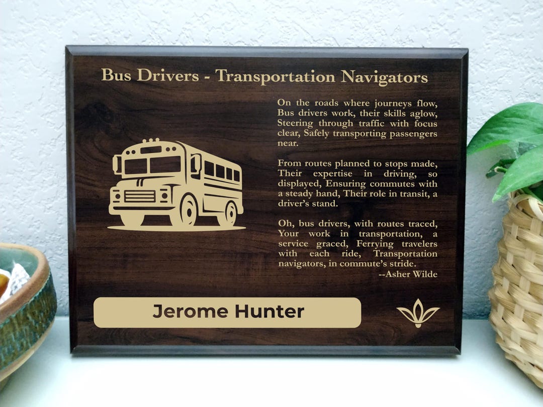Bus Driver Gift Plaque | Personalized Poem for School Bus Driving | ISD ...