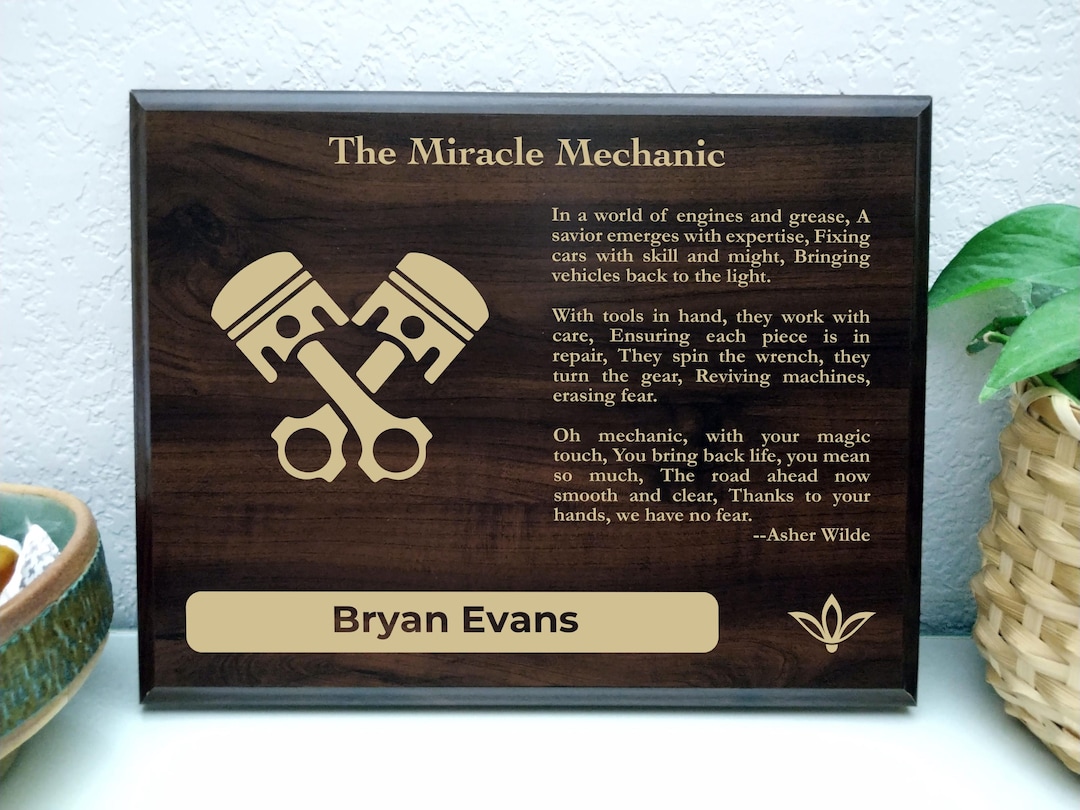 Mechanic Gift Plaque | Personalized Poem for Auto Repair | Auto ...