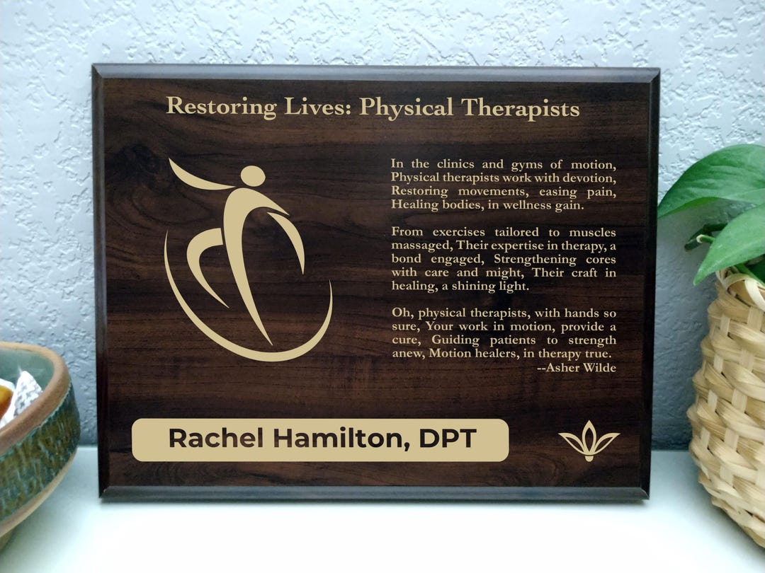 Physical Therapist Gift Plaque | Personalized Poem for DPT RPT PT ...