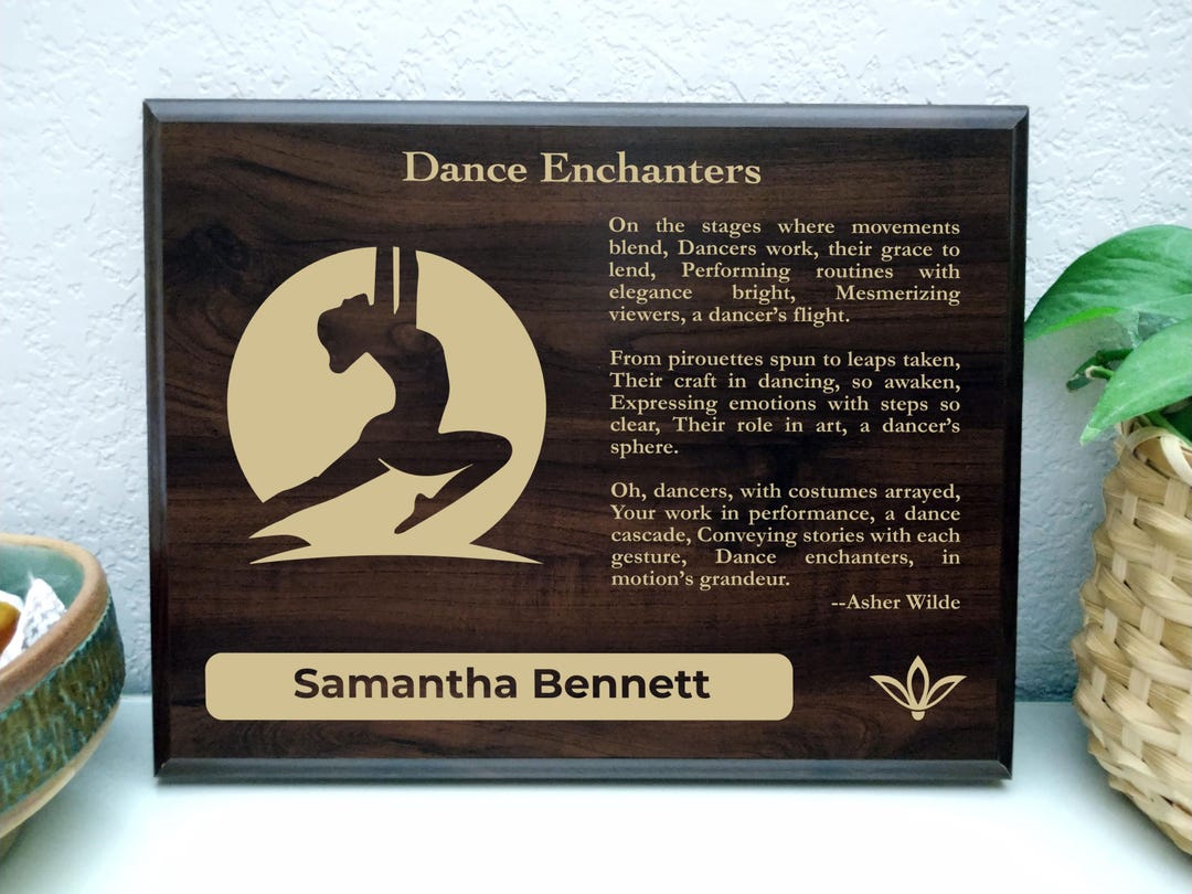 Dancers Gift Plaque | Personalized Poem for Artistic Expression | Dance ...