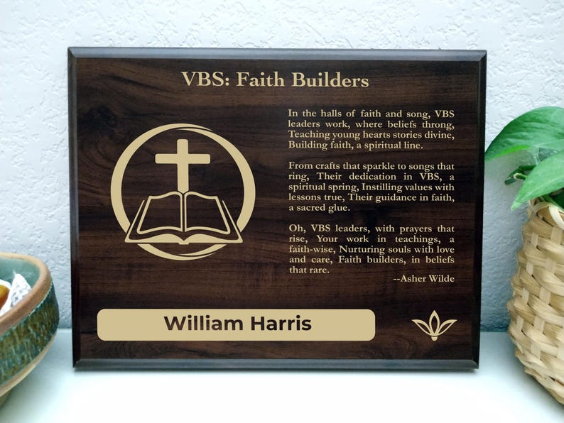 VBS Gift Plaque | Personalized Poem for Religious Summer Education ...