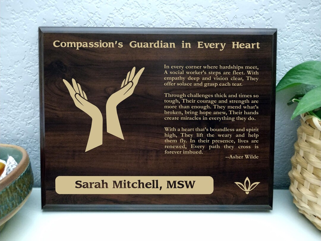 Social Worker Gift Plaque | Personalized Poem for Community Support ...