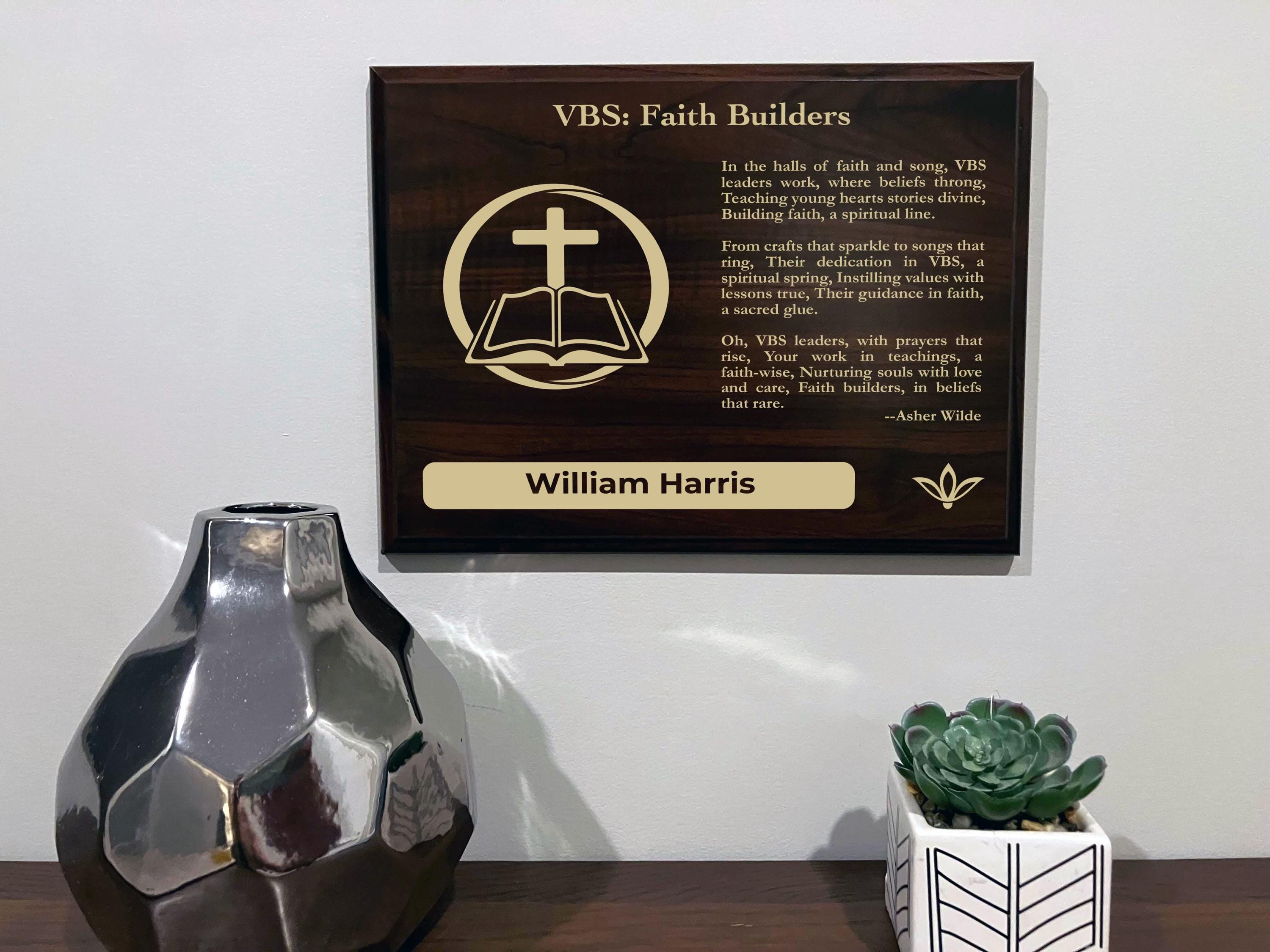 VBS Gift Plaque | Personalized Poem for Religious Summer Education ...