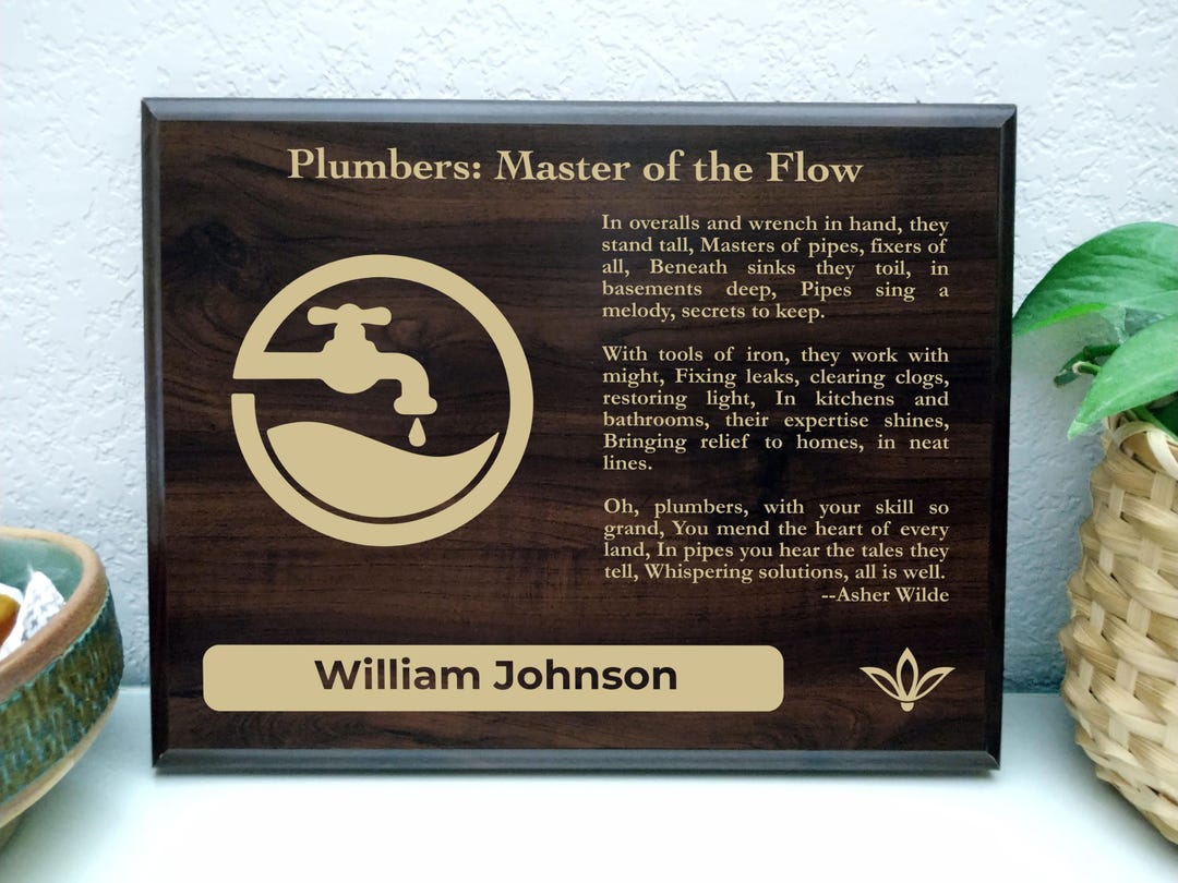 Plumbers Gift Plaque | Personalized Poem for Plumbing | Plumber's ...