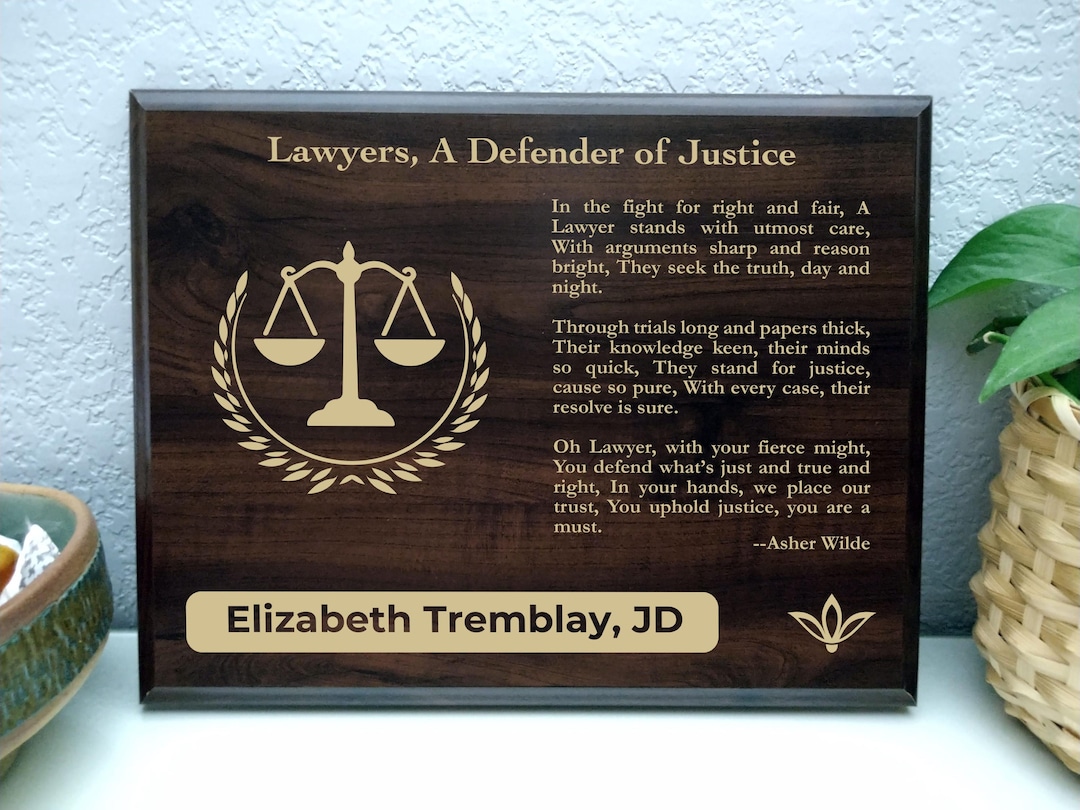 Lawyer Gift Plaque | Personalized Poem for JD Legal Workers | Attorney ...