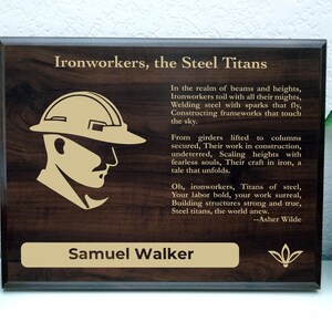Ironworker Gift Plaque | Personalized Poem for Structural Construction ...