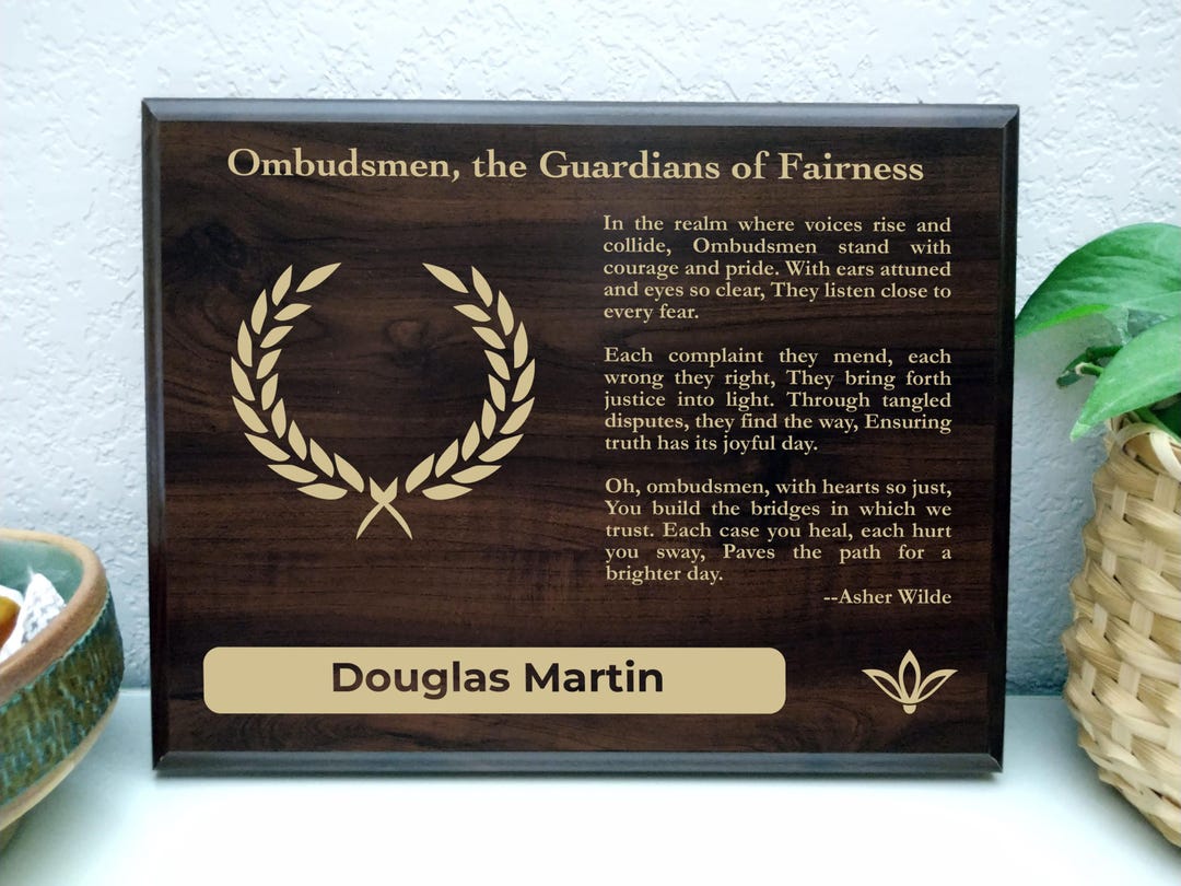 Ombudsman Gift Plaque | Personalized Poem for Conflict Resolution ...