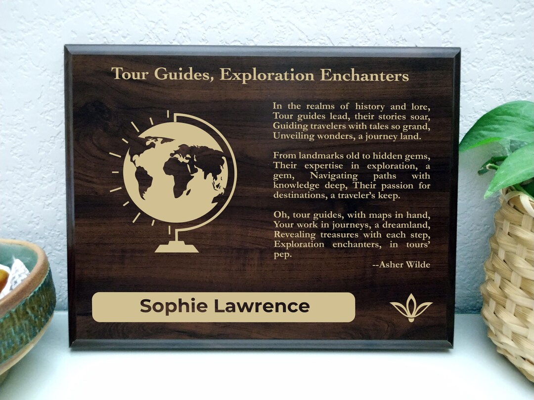 Tour Guide Gift Plaque | Personalized Poem for Tourist Helpers | Travel ...