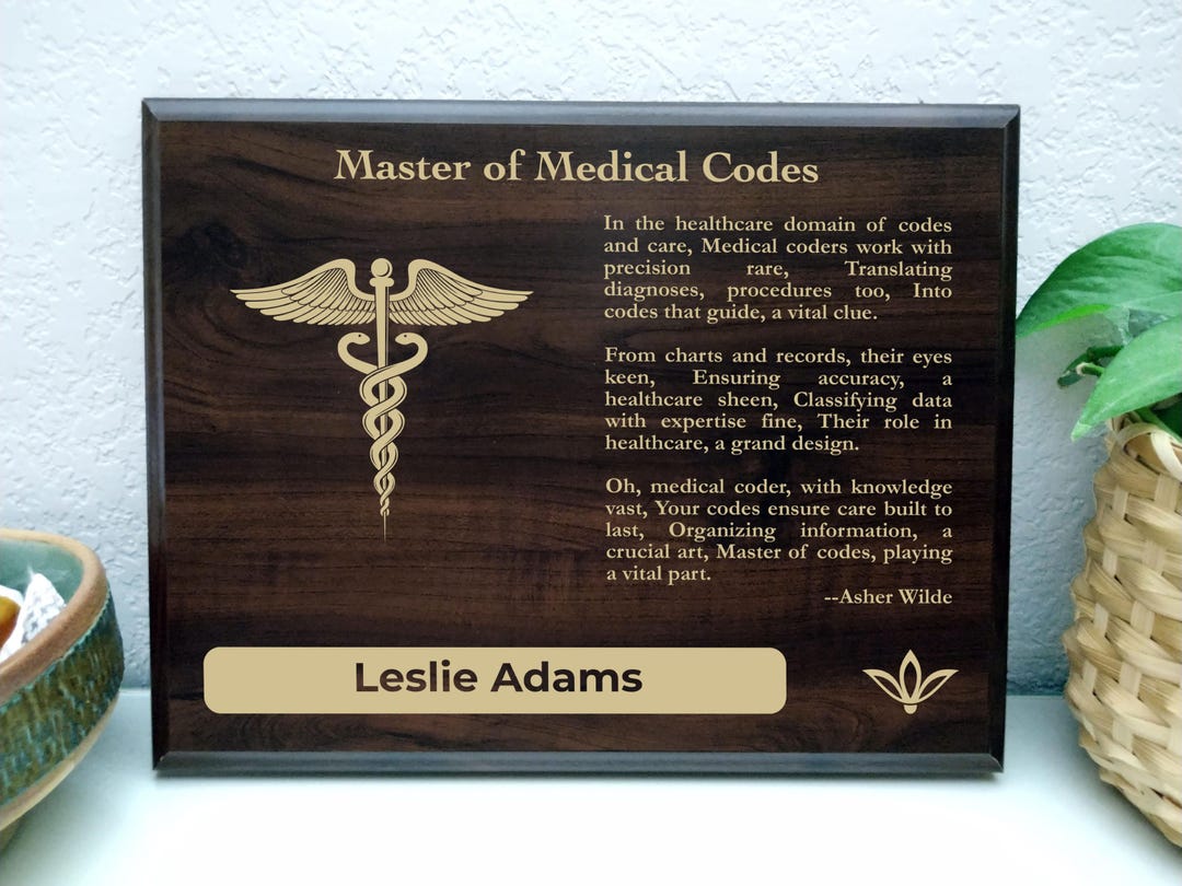 Medical Coder Gift Plaque | Personalized Poem for Healthcare Records ...