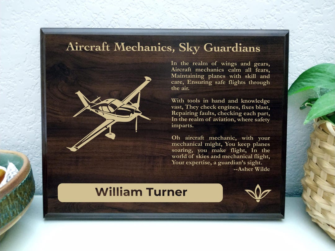 Aircraft Mechanic Gift Plaque | Personalized Poem for Aviation ...