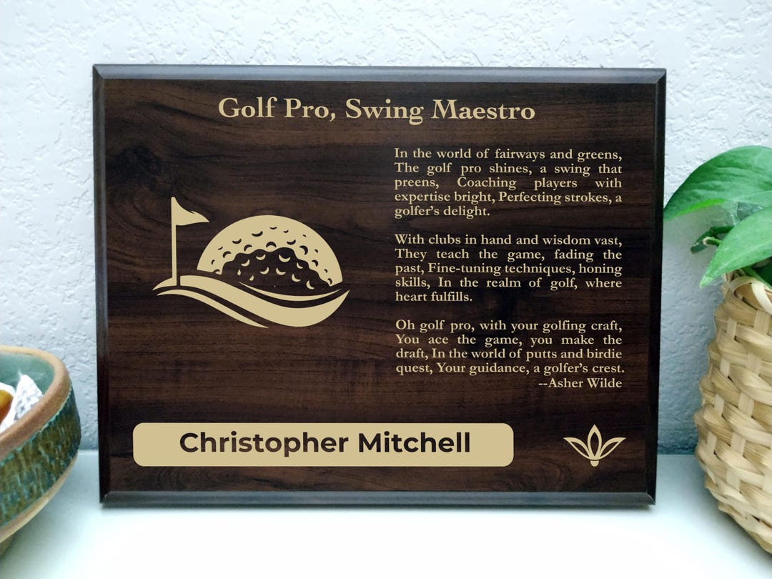 Golf Pro Gift Plaque Personalized Poem for Expert Instruction ...