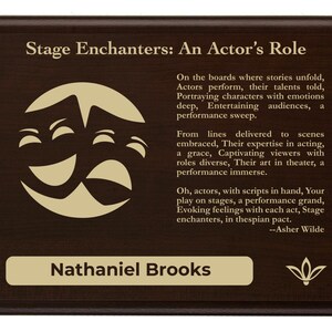 Actors Gift Plaque | Personalized Poem for Dramatic Theater ...