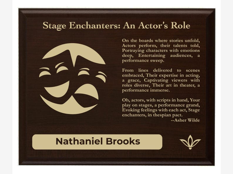 Actors Gift Plaque | Personalized Poem for Dramatic Theater ...