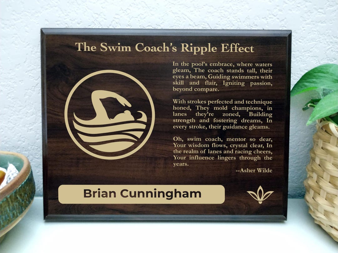 Swim Coach Gift Plaque | Personalized Poem for Swim Team Guidance ...