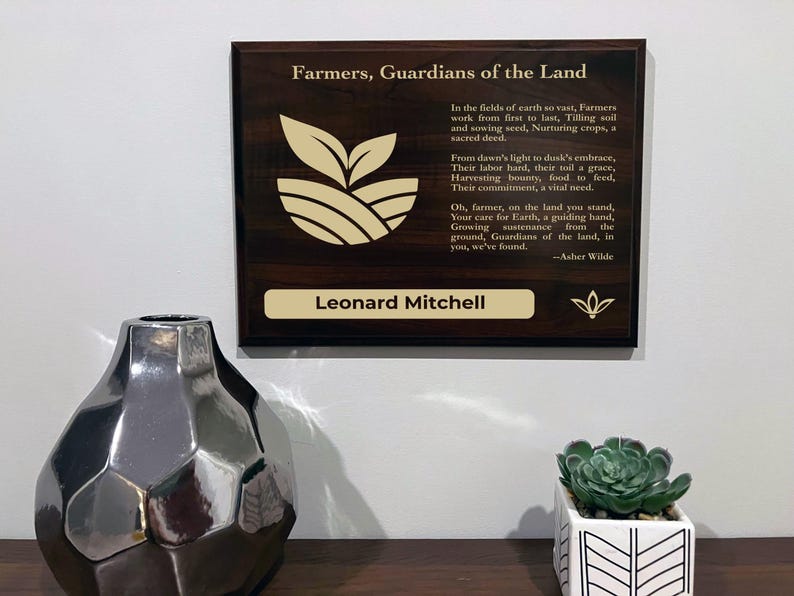Farmer Gift Plaque | Personalized Poem for Agricultural Stewardship ...
