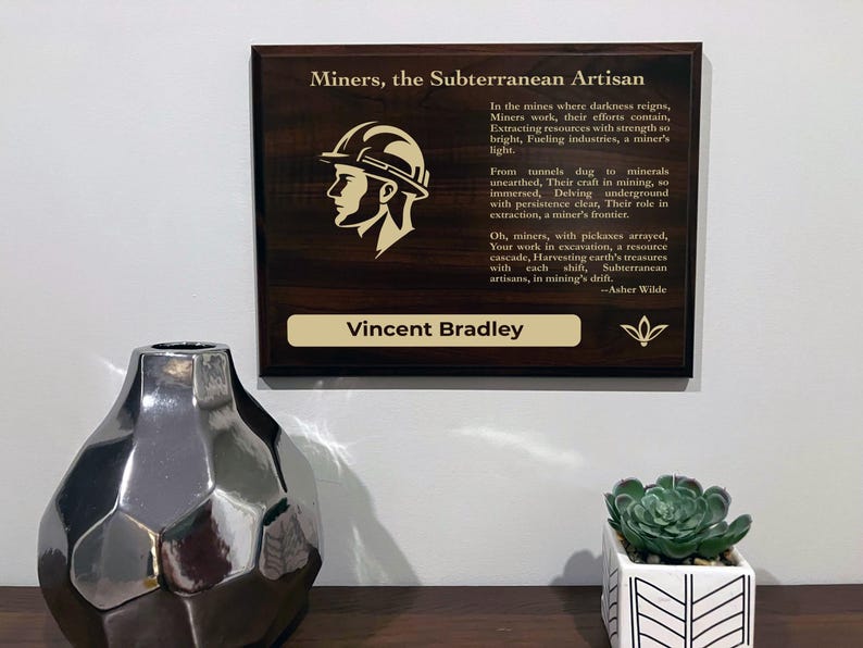 Miner Gift Plaque | Personalized Poem for Underground Resource ...