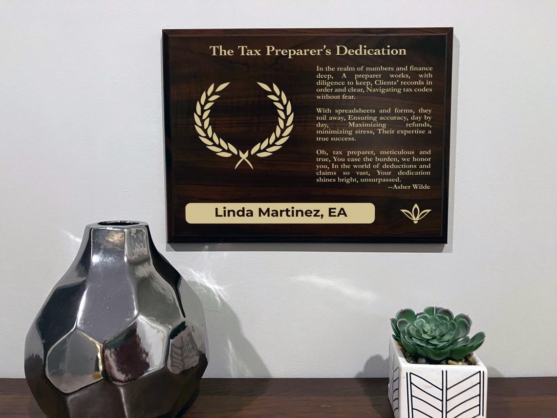 Tax Preparer Gift Plaque | Personalized Poem for Enrolled Agents ...