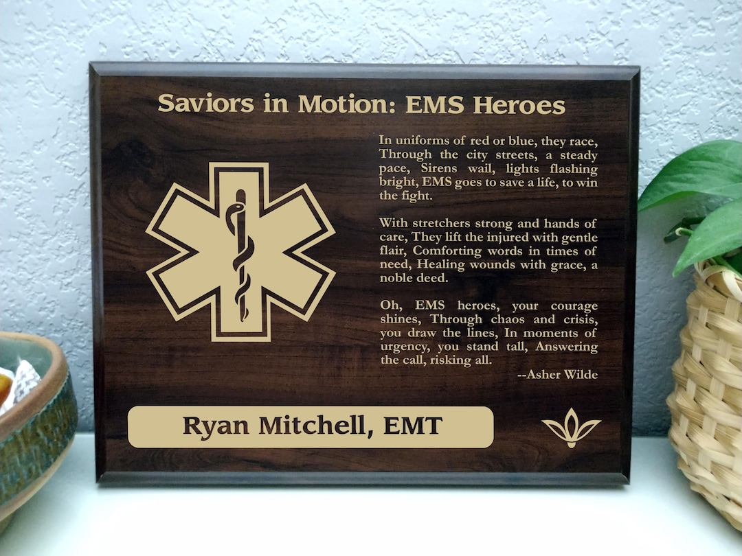 EMS Gift Plaque | Personalized Poem for Life-saving Services | EMT ...