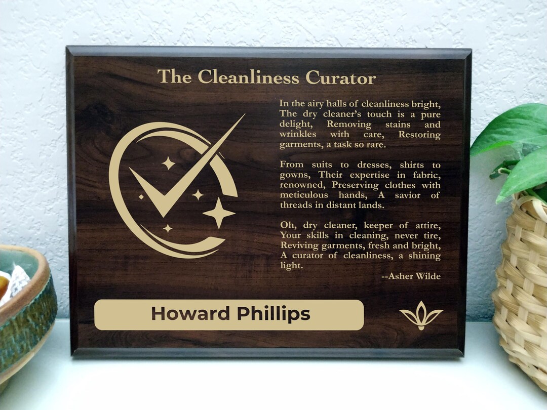 Dry Cleaner Gift Plaque | Personalized Poem for Fabric Care | Launderer ...