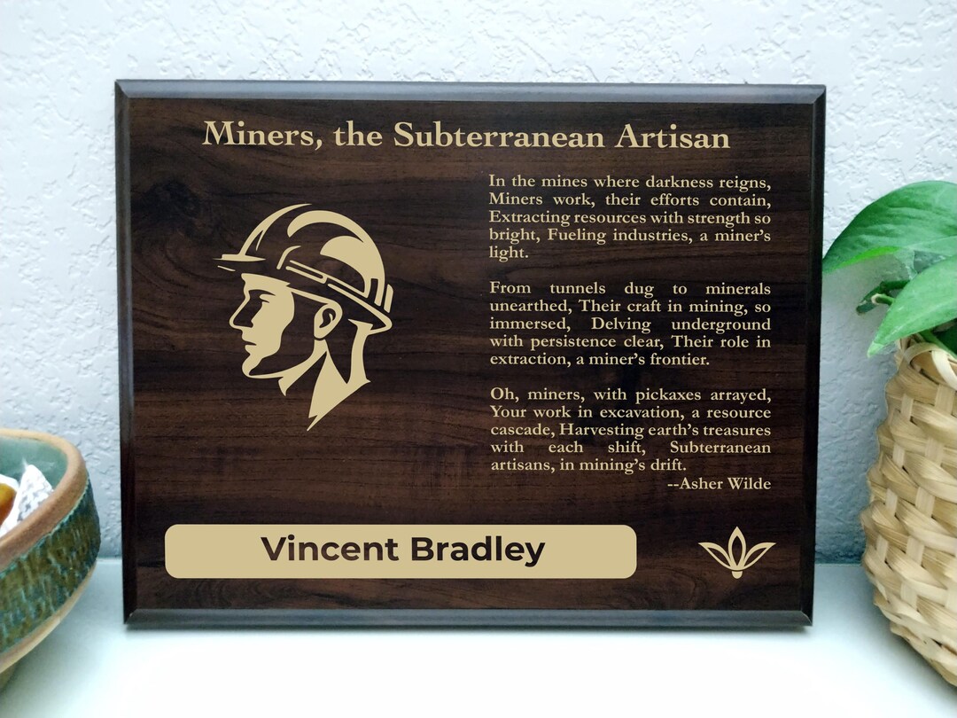 Miner Gift Plaque | Personalized Poem for Underground Resource ...