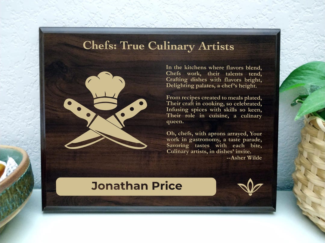 Chefs Gift Plaque | Personalized Poem for Culinary Workers | Restaurant ...