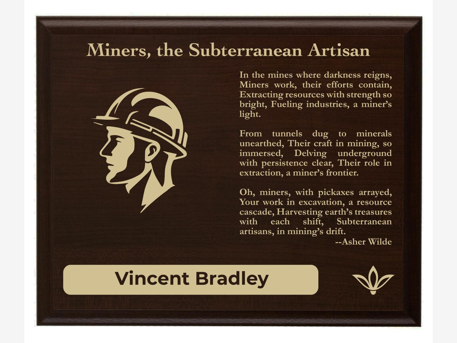 Miner Gift Plaque | Personalized Poem for Underground Resource ...