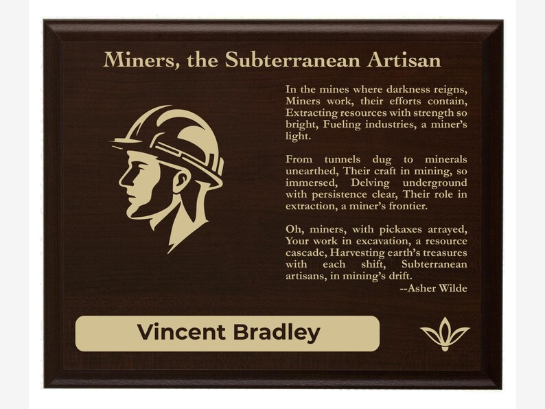 Miner Gift Plaque | Personalized Poem for Underground Resource ...