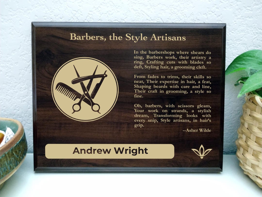 Barber Gift Plaque | Personalized Poem for Male Haircuts | Beard and ...