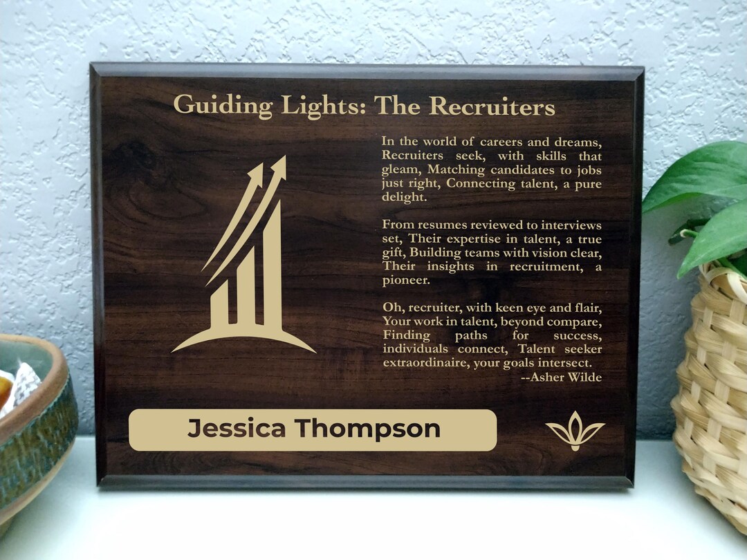 Recruiter Gift Plaque | Personalized Poem for Talent Acquisition | Job ...