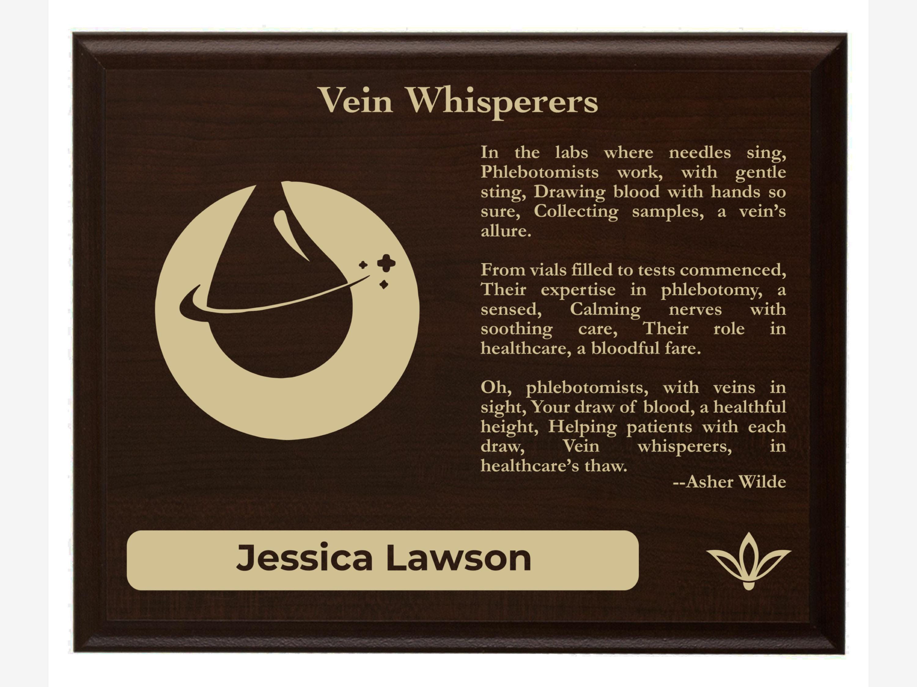 Phlebotomist Gift Plaque | Personalized Poem for Blood Collection ...