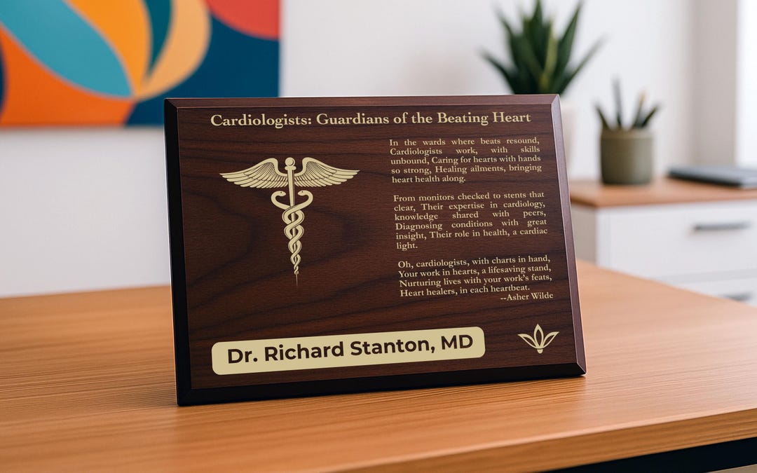 Cardiologists Gift Plaque | Personalized Poem for Heart Health | Heart ...