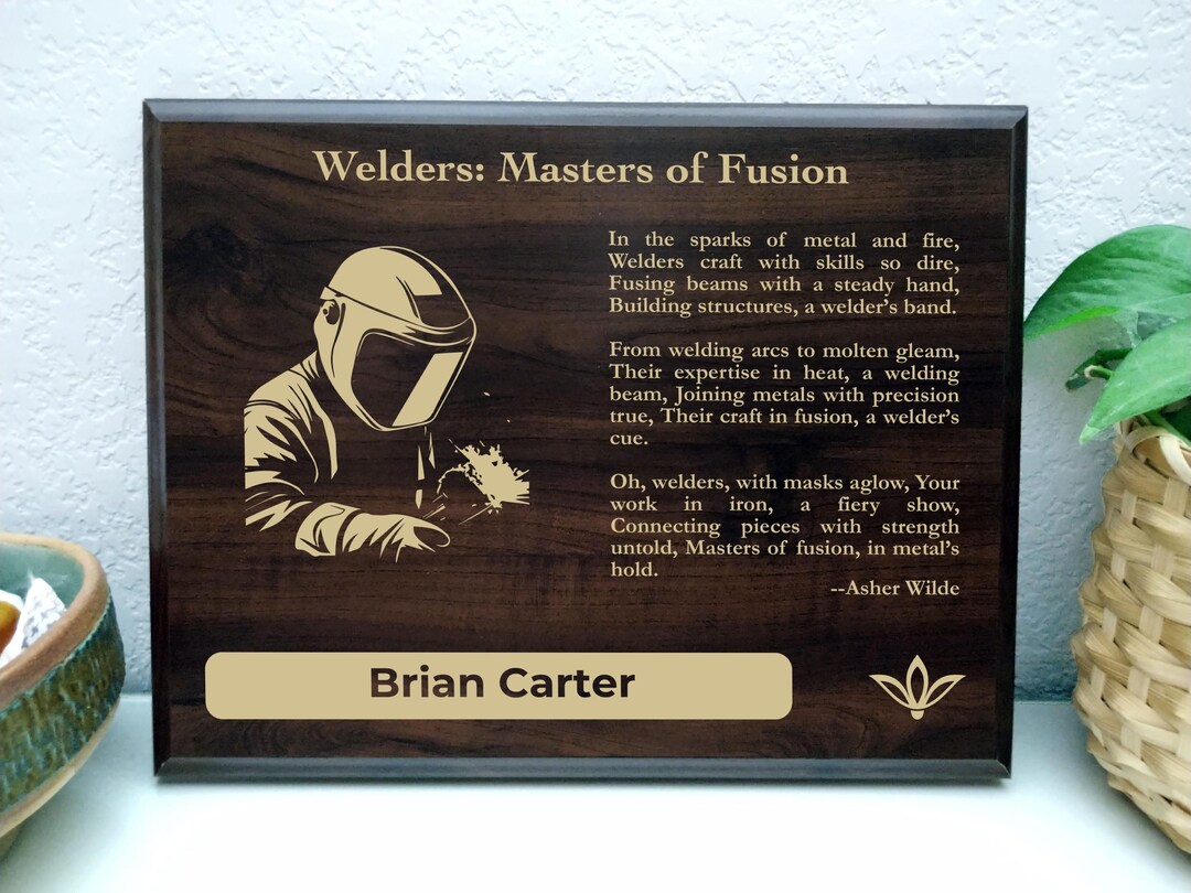 Welder Gift Plaque | Personalized Poem for MIG TIG Welding | Metal ...