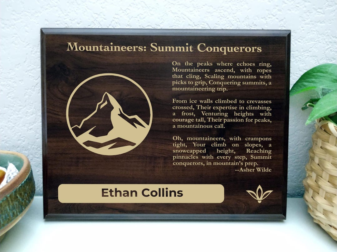 Mountaineering Gift Plaque | Personalized Poem for Alpine Expeditions ...