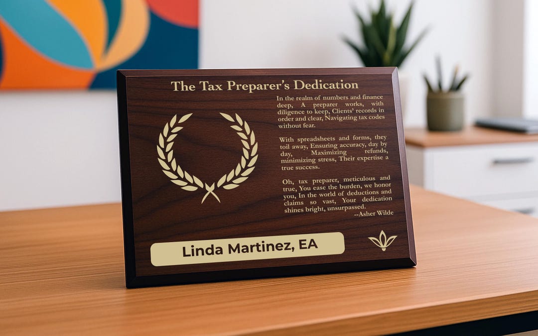 Tax Preparer Gift Plaque | Personalized Poem for Enrolled Agents ...