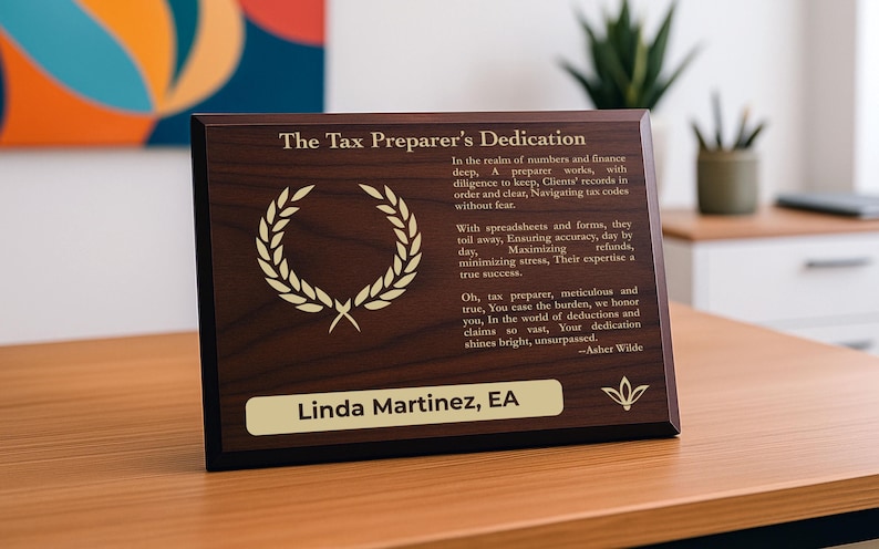 Tax Preparer Gift Plaque | Personalized Poem for Enrolled Agents ...